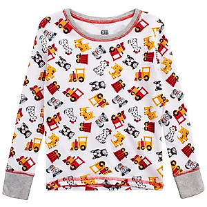 ONLY BOYS BabyToddler Pajama Set - 8 Piece Snug Fit Shirt and Sleepwear Joggers (Size 2T-4T), Size 2T, Red TrainsBlue Shark