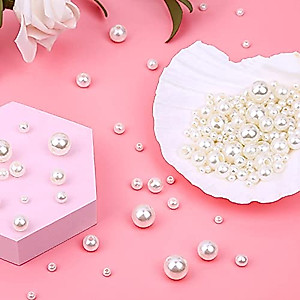 Pearl Beads for Crafts, Cludoo 4mm 6mm 8mm 10mm 12mm Round Pearl Beads Loose Bracelet Pearls White Pearl Beads with Hole for DIY Craft Necklaces Choker Jewelry Repairing Making