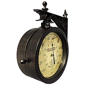 Infinity Instruments Charelston Outdoor Clock, Waterproof Double Sided Train Station Clock & Thermometer