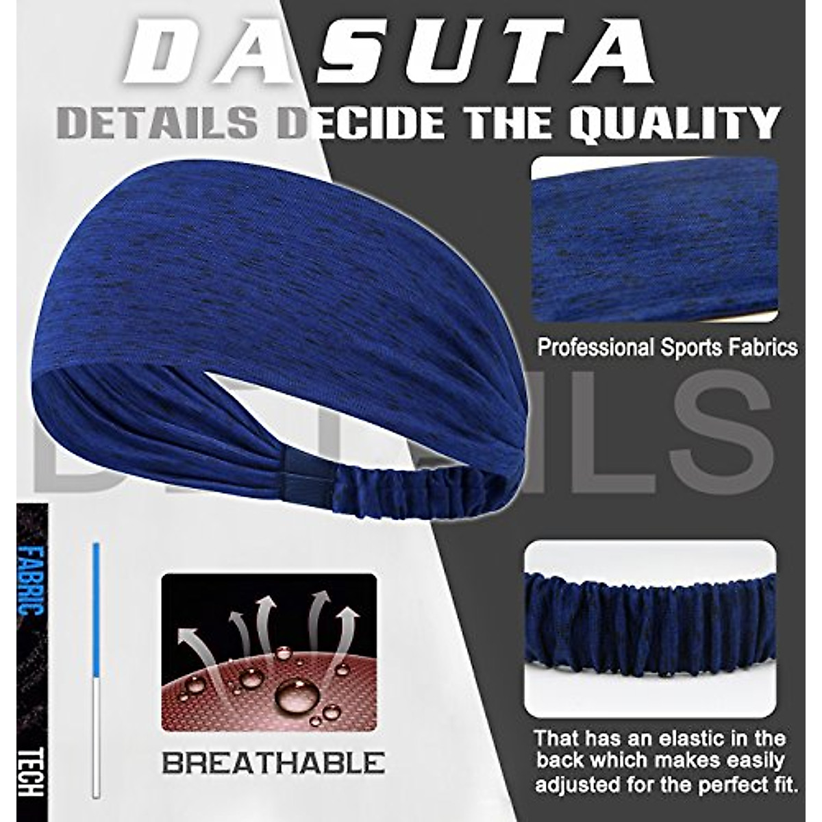 DASUTA 8 PCS Women's Workout Headbands Non Slip Yoga Sport Sweatbands Fitness Hairbands for Travel Athletic Elastic Moisture Wicking