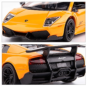 TGRCM-CZ 1/36 Scale Murcielago LP670-4 Casting Car Model, Zinc Alloy Toy Car for Kids, Pull Back Vehicles Toy Car for Toddlers Kids Boys Girls Gift (Yellow)