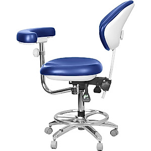 Adjustable Seat Doctor's Stool Dental Assistance Chair with Foot Control 360 Degree Rotation Armrest PU Leather QY-600M-B2