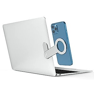 Strong Grip Laptop Phone Holder, Slim Laptop Phone Mount, Portable Phone Mount for Laptop, Computer Monitor Expansion Bracket, Strong Magnetic Phone Mount for All Phones, Silver