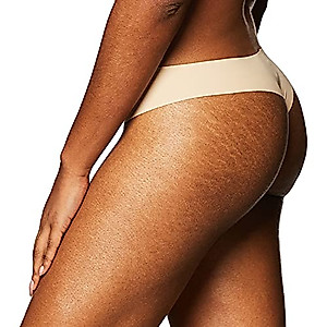 Calvin Klein Women's Invisibles No Panty Line Thong Panty, Light caramel, Small