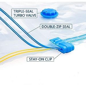 rabofly Premium Vacuum Storage Bags, 80% More Storage, 6 Pack (2 x Jumbo, 2 x Large, 2 x Small) Double Zip Seal for Duvets, Bedding, Pillows, Clothes, Quilts, Sweater, Comforters