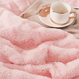 Andency Pink Fleece Comforter Set Full, 3 Pieces Fuzzy Shaggy Plush Sherpa Bedding Comforter Set Women Girls, Solid Fluffy Faux Fur Bed Comforter Set for Winter