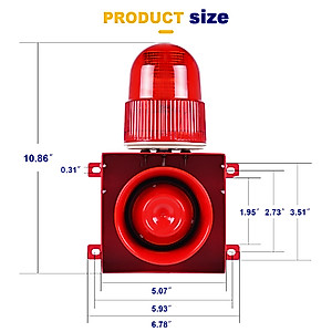 Saladulce Industrial Siren Alarm Horn Strobe Loud Flashing Alarm Siren AC110V 120dB Outdoor Siren Safety Alarm Horn Indoor Warning Siren Light Emergency Waterproof