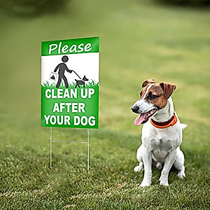 2 pcs Clean Up After Your Dog Signs - DOUBLE SIDED 8" x 12" No Dog Poop Signs for Yard Plastic - Curb Your Dog Sign - Pick Up After Your Dog Sign - No Dog Poop Signs for Yard - Dog Signs No Pooping