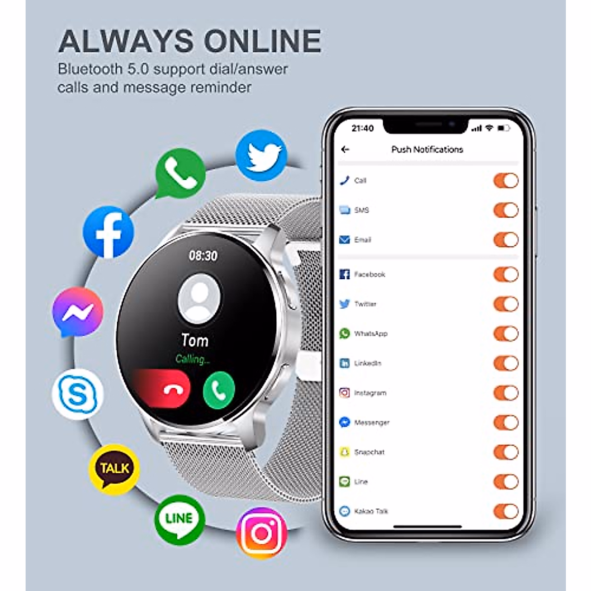 Smart Watch for Women (Answer/Make Call), Fitness Tracker for Android and iOS Phones Waterproof Smartwatch with 1.32" HD Full Touch Screen AI Voice Control Heart Rate Sleep Monitor Pedometer, Silver