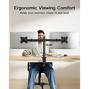 HUANUO Dual Monitor Mount for 2 Monitors up to 30 inches, Heavy Duty Dual Monitor Stand Holds up to 22 lbs, Dual Monitor Arm with Height Adjustable Tilt Swive Rotate, VESA Hole 75mm or 100mm