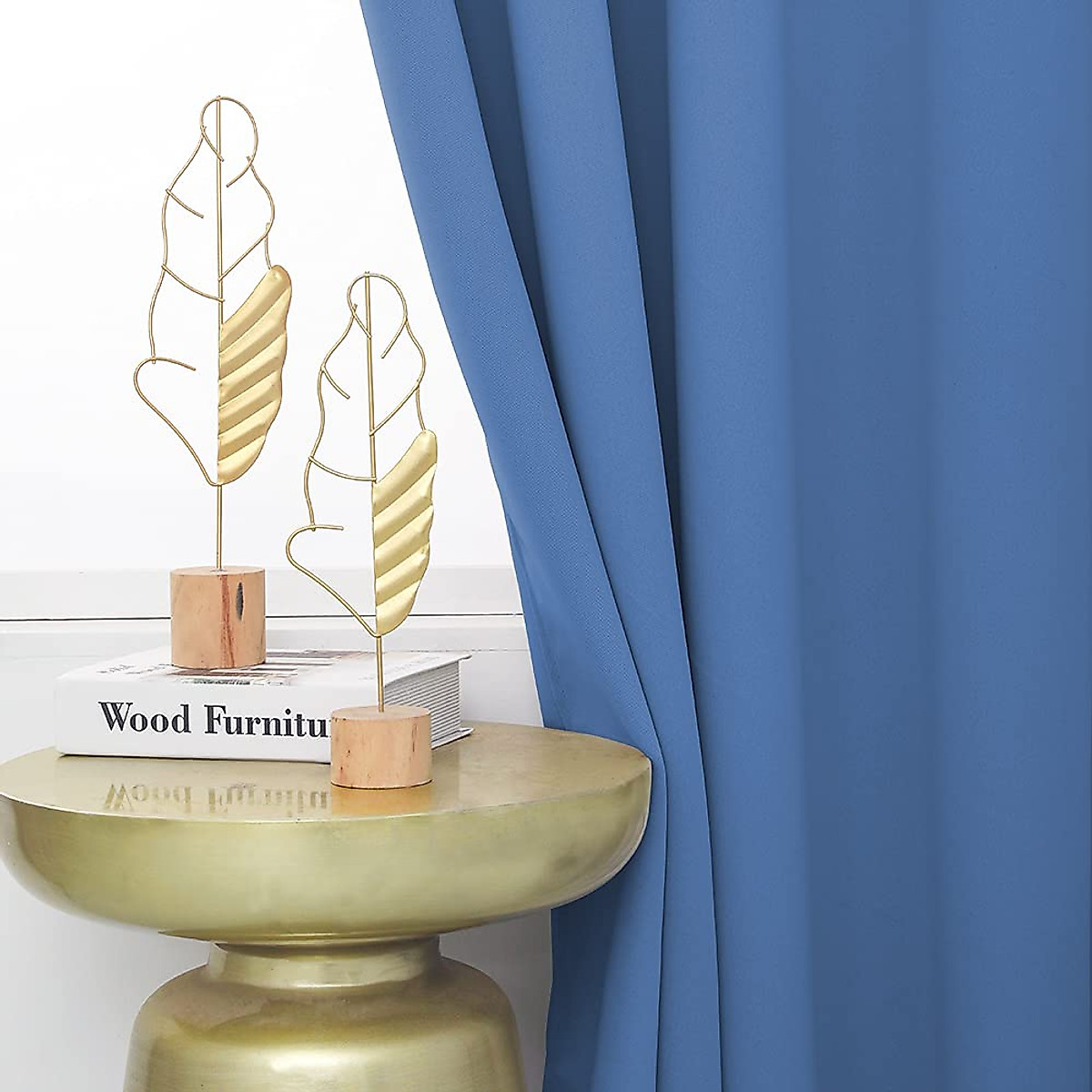 QSYFCTTEX Blackout Curtains for Bedroom - Grommet Thermal Insulated Room Darkening Curtains for Living Room Set of 2 Panels (42 x 96 Inch, Light Blue)