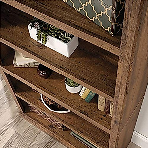 Sauder Misc Storage 5-Shelf Tall Wood Bookcase in Vintage Oak