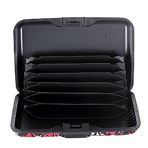 VICHLINE Credit Card Holder, Slim Aluminum Card Wallet RFID Blocking Mini Metal Hard Card Case for Women Men (Skull)