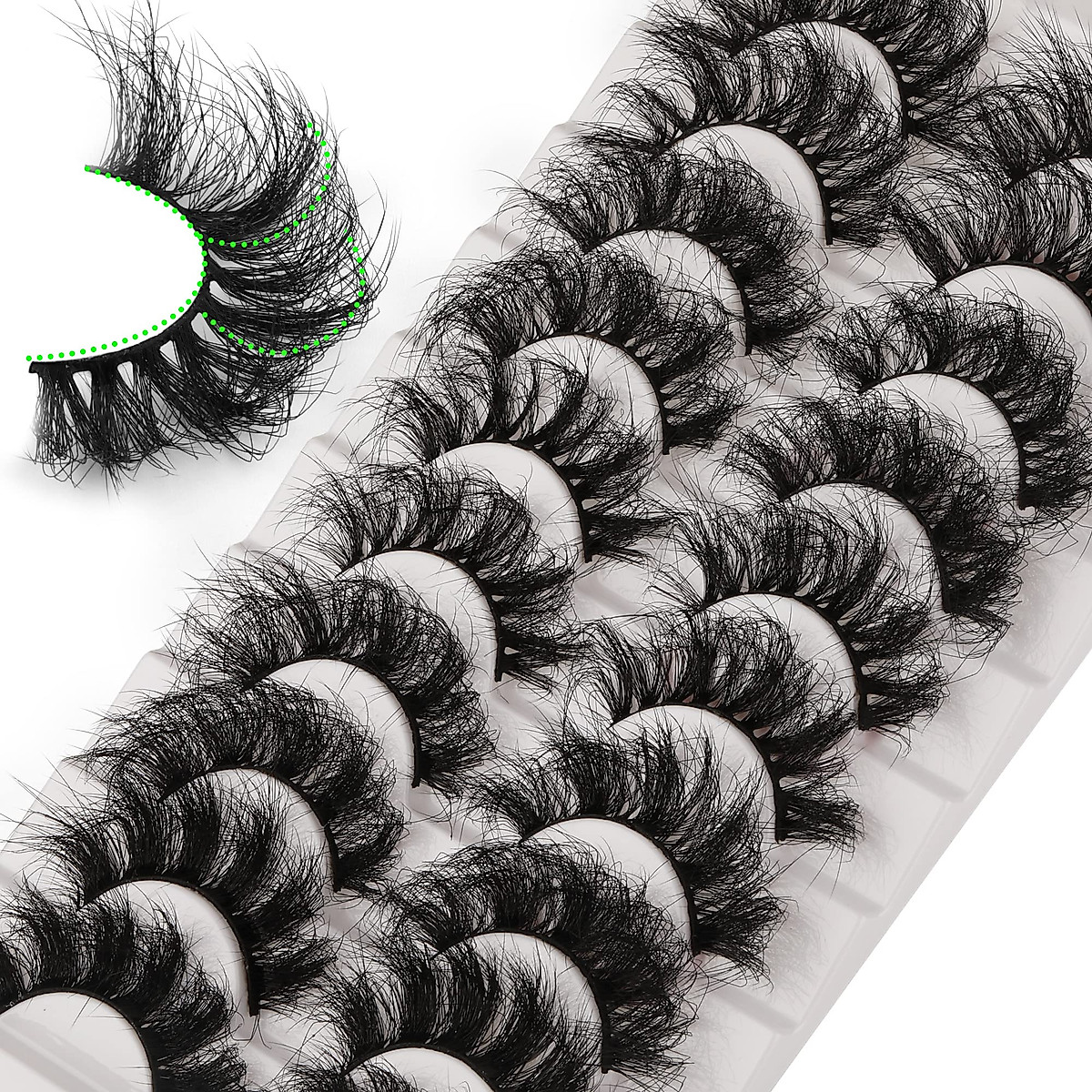 Mink Lashes D Curl Lashes Strips Fluffy False Eyelashes Full Volume Messy Fake Lashes 10 Pairs 5 Styles Mink Lash Pack