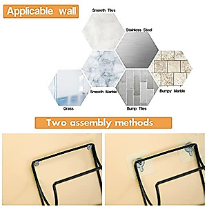 2 Pack Metal Towel Rack Wall Mounted with 3 Compartments, SMFANLIN Anti-Rust Towel/Wine Shelf Holder Organizer Storage with Screw Set for Washcloths, Hand Towel, Ideal for Bathroom, Spa, Salon (Black)