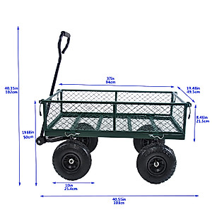 HJRTFLXC Garden Dump Cart - Large Capacity, Removable, Sturdy, Green, Outdoor Use