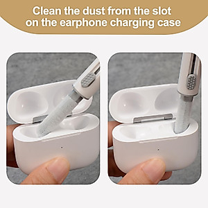 Cleaning Kit for AirPods Pro 1 2 3 - AirPod Cleaner Kit with a Mini Soft Brush, Flocking Sponge & Metal Pen Tip - Cleaning Tool Kit for Bluetooth Headsets & Headphone Cases - White (1 Pc)