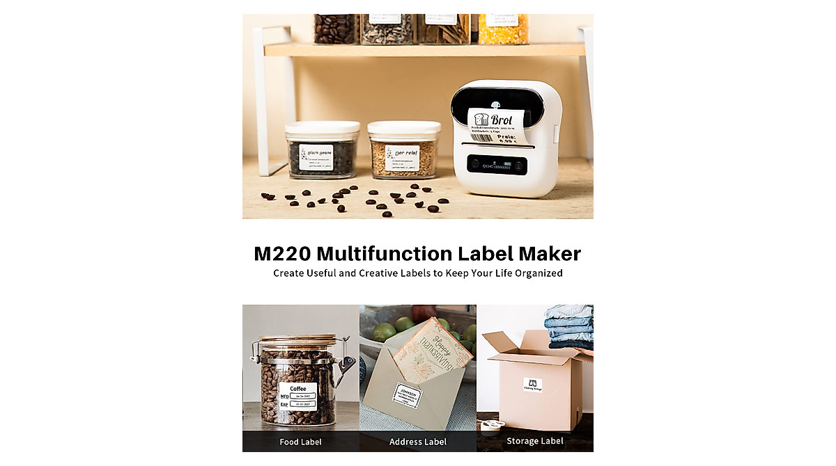 Itari Label Maker Thermal Label Printer, M220 Bluetooth Wireless ...