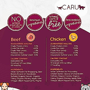 Caru Free Range Chicken Bone Broth For Dogs And Cats, Moistens Dry Food Or Pour Over Freeze Dried Raw Food, Grain And Gluten Free, Non-Gmo Ingredients (1.1 Lbs)