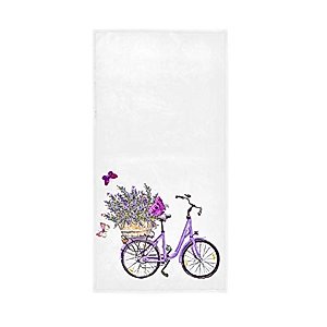 Spring Summer Lavender Butterflies Soft Hand Towels 16x30,Decorative Purple Lilac Floral Watercolor Fingertip Kitchen Dish Towels Washcloth for Bathroom, Hotel, Gym and Spa