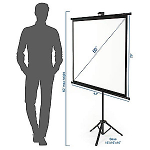 VIVO 50 inch Mini Portable Indoor Outdoor Projector Screen, 50 inch Diagonal Projection, HD 4:3 Projection, 4K 3D 1080P HD Pull Up Foldable Stand Tripod, PS-T-050B
