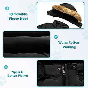 FARVALUE Boy Winter Coat Warm Quilted Puffer Water Resistant Parka Jacket with Detachable Fur Hood for Big Boys Black, 12-13 Years