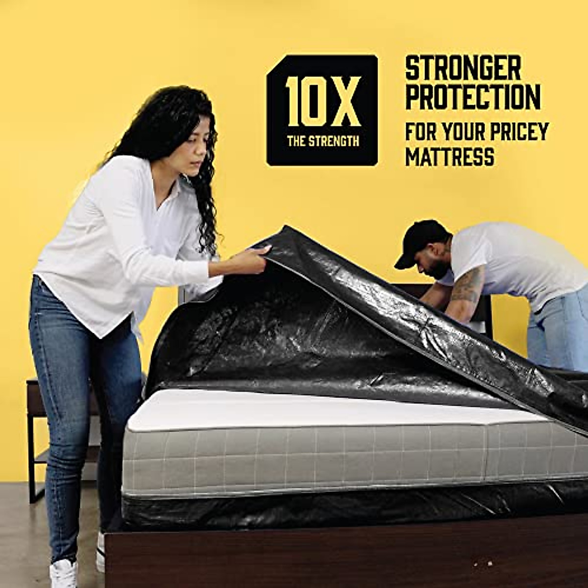 Mattress Bags for Moving with 8 Handles - Extra-Thick Mattress Bag for Moving - Reusable Mattress Storage Bag - Mattress Cover for Moving with Zipper, Moving Mattress Bag Protector (King, Black)