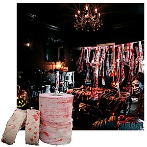 TIMLEEVI Halloween Decorations Outdoor, 1575x3 Inch Blood Cloth for Halloween Indoor and Outdoor Party Supplie, Halloween Party Decor for Yard Tree Garden