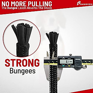 Hands Free Dog Leash for Medium and Large Dogs with Large Zipper Pouch - Adjustable Length 3mm Thick Double Bungee Leash, 2 Padded Handles Heavy Duty Leash (Red, 27-38 inches Waist)