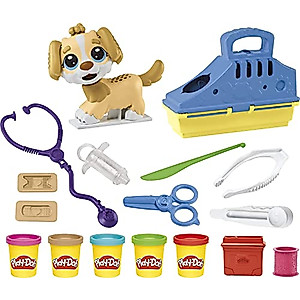 Play-Doh Care 'n Carry Vet Playset for Kids 3 Years and Up with Toy Dog, Storage, 10 Tools, and 5 Modeling Compound Colors, Non-Toxic