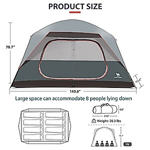 CAMEL CROWN Tents for Camping 7/8 Person Waterproof Easy Setup Folding Camping Tent with 2 Door