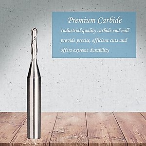 DashHound BRB218 Ball Nose Spiral Bit Solid Carbide CNC Router Bit Up Cut with 1/4 Shank, 1/8"CD X 1/2"CL X 1/4"SD X 2OL