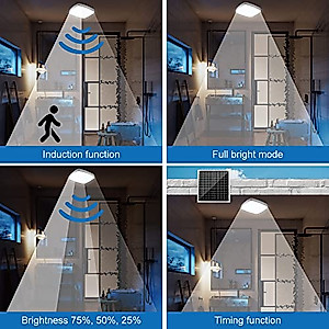 Solar Lights Indoor，Solar Shed Lights White Pendent Light with Remote Control for Home,Barn,Garage,Porch,Hallway,Patio,Garden,Balcony etc.