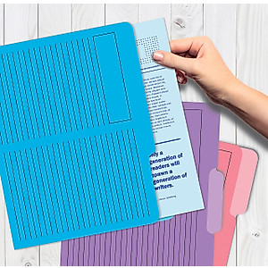 Lined File Folders, 12 Pack, Heavyweight, 1/3 Cut Tabs, 6 Vibrant Colors, Top Custom Subject Box, Letter Size Folders, 9.5" x 11.5", by Better Office Products