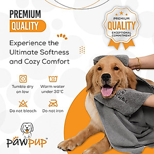 PAWPUP Dog Towels for Drying Dogs Super Absorbent Microfiber Pet Grooming Towel for Dogs, Cats and Other Pets (55 x 28 Inches, Grey)