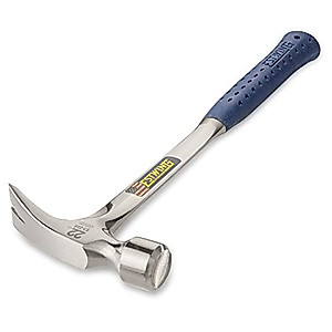 Estwing E3‐22S 22 oz Straight Claw Hammer with Smooth Face & Shock Reduction Grip, Silver
