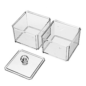 Anneome Makeup Storage Organizer Box 1 PC Double Container Transparency Layers Storage Acrylic Food Organizer Cover Tea Sorting Kitchen Bag with Clear Organizer Box