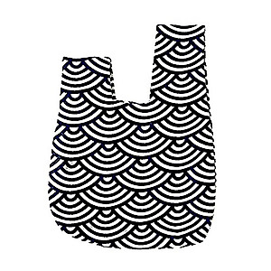 Chezi Women's Japanese Texture Plaid Pattern Cotton Knot Bag Small Size Canvas Tote (fan)