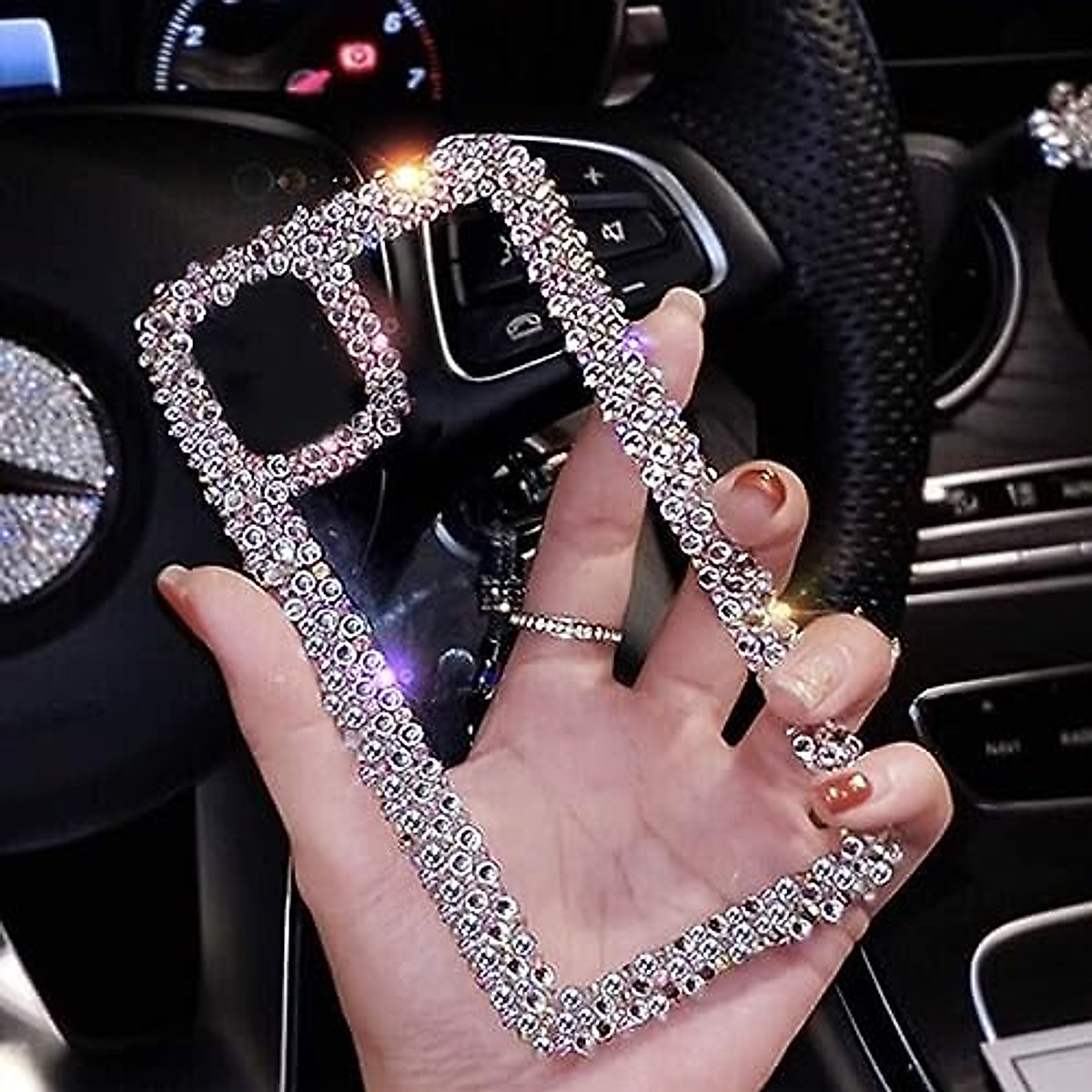 Bonitec Compatible with iPhone 14 Plus Case for Women Girls 3D Glitter Sparkle Bling Case Luxury Shiny Cute Crystal Charms Rhinestone Diamond Bumper Clear Protective Cases Cover Clear