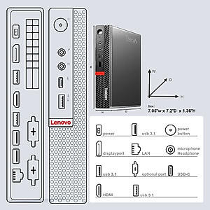 Lenovo Mini PC Windows 11 Pro ThinkCentre Tiny M920q Micro Computer Desktop, Intel i5-8600T 16GB RAM 256GB NVMe M.2 SSD+New 1TB Solid State Drive,AX210 Wi-Fi 6E Bluetooth HDMI Type-C (Renewed)