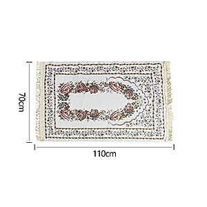 Turkish Islamic Prayer Rug Lightweight Praying Mat Traditional Muslim Janamaz Sajadah Floral Pattern Decoration Carpet with Tassel for Men & Women Ramadan or Eid Gift