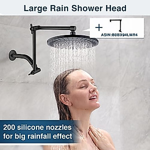 BRIGHT SHOWERS Rain Shower Head, 9 Inch High Pressure Waterfall Showerhead with Adjustable Angle and Anti-clogging Silicone Nozzles, Luxury Bathroom Overhead Shower, Oil-Rubbed Bronze