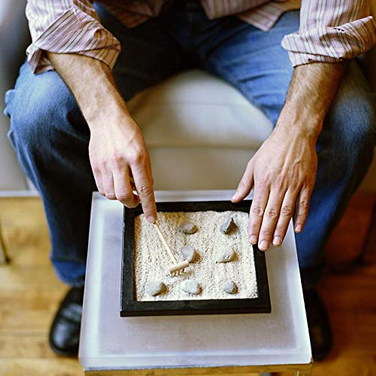 Zen Sandbox Rake 4-Pieces Kit Micro Landscape Decoration Sand Table Bamboo Rake Smoothing Hand Tools Combo Landscape Sand Rakes Feng Shui Gardening Supplies for Home Office