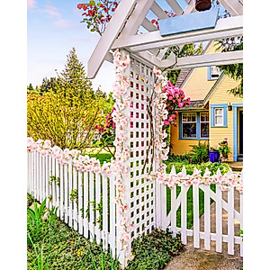 Omldggr 2 Pack Artificial Cherry Blossom Flowers Garland Hanging Vine Garland Flower Garland for Wedding Wreath Wedding Arches for Home Garden Party Outdoor Decor(Pink)