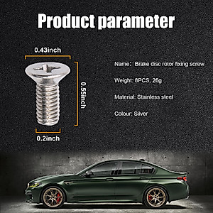 Dickno 8 PCS Stainless Steel Brake Disc Rotor Screws, Car Retaining Screw Kit for Front and Rear, OEM 936000-6014-0H Replacement Accessories for K3, City, Civic, Accord, Odyssey