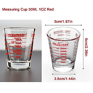 Shot Glasses Measuring cup Espresso Shot Glass Liquid Heavy Glass Wine Glass 2 Pack 26-Incremental Measurement 1oz, 6 Tsp, 2 Tbs, 30ml by TIYOORTA (2 pack red)