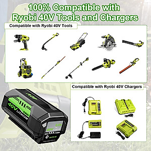 Moticett New Upgraded 6000mAh Replacement for Ryobi 40V Battery 6.0Ah Compatible with Ryobi Lithium Battery 40V Replacement for Ryobi 40 Volt Battery OP4026 OP40601 OP4050A OP4040 OP4030 OP4050