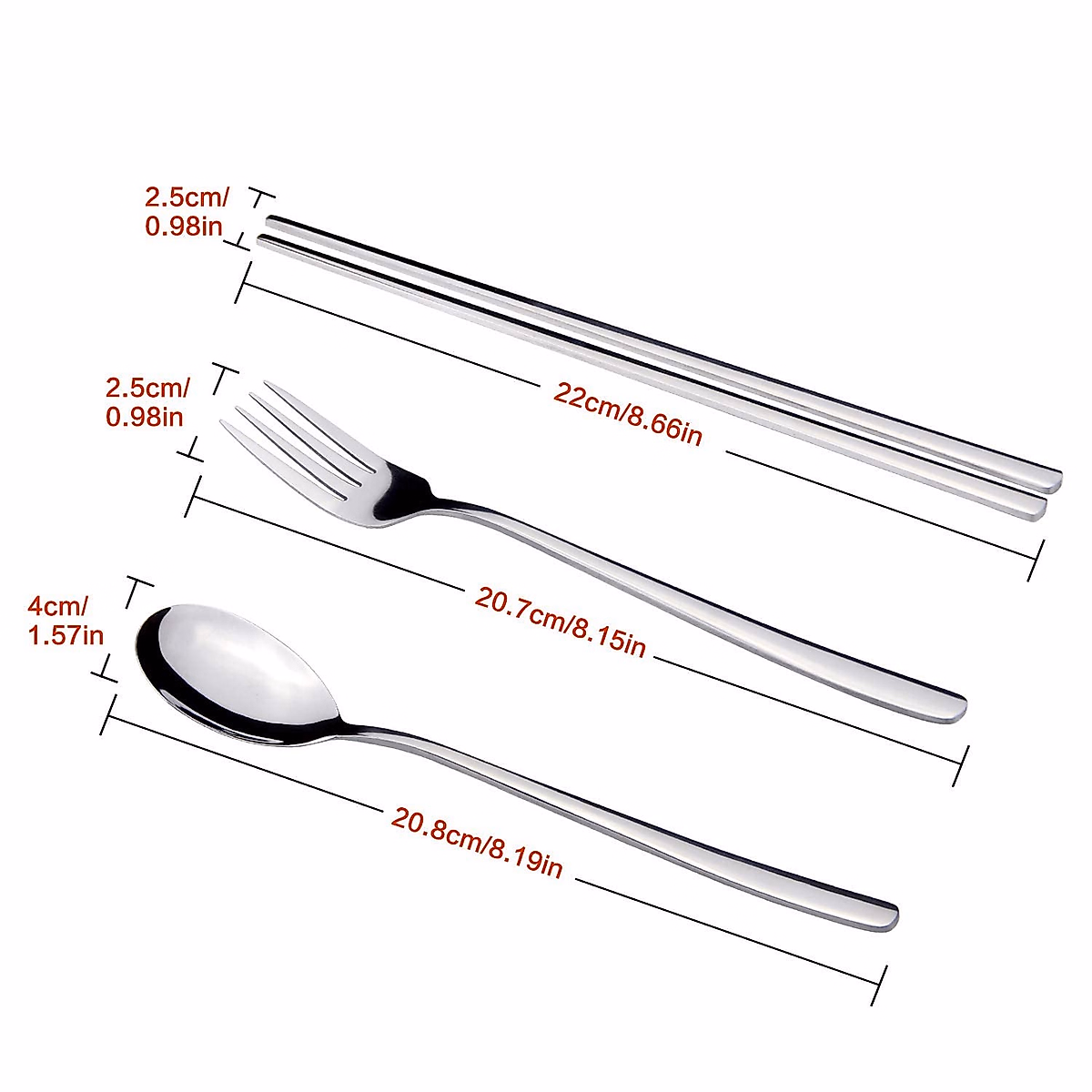 IQCWOOD Spoons and Forks Set, Flatware Set, 3 Pair Forks and Spoons Silverware Korean Utensil Set, Stainless Steel Korean Chopsticks Spoons and Fork Set, Dinnerware Portable Utensils for Home