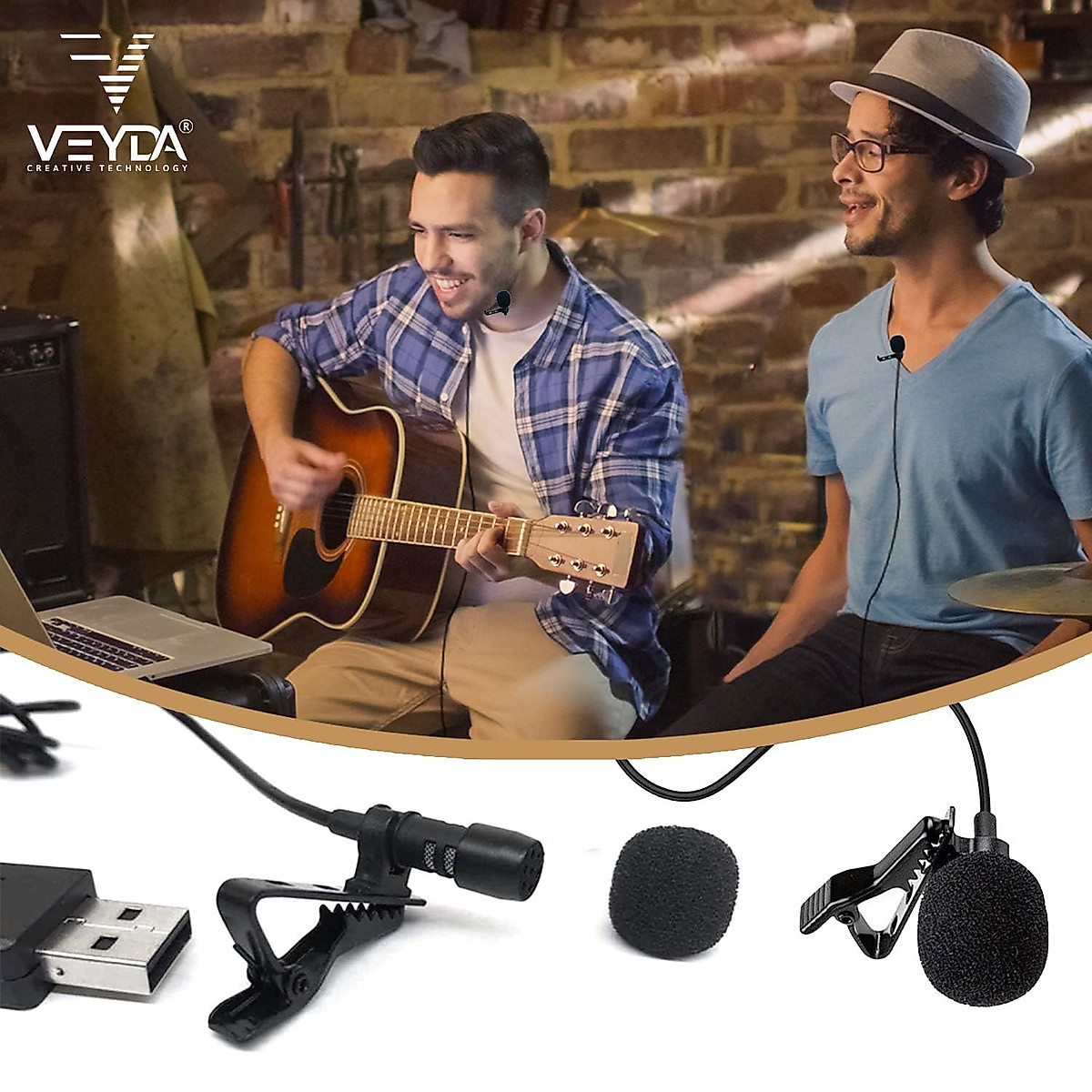 Cam Caddie VEYDA Dual USB Lav Mic - VD-LU2 Lavalier Lapel Clip-on Omnidirectional Condenser Microphone