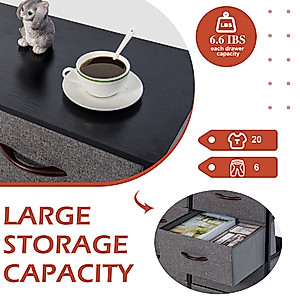 WAYTRIM 10 Drawer Storage Organizer, 10-Drawer Dresser, 10 Fabric Storage Tower for Bedroom, Tall Wide Dresser, for Hallway, Dormitory, Closet, Living Room, Sturdy Steel Frame, Wooden Top - (Grey)